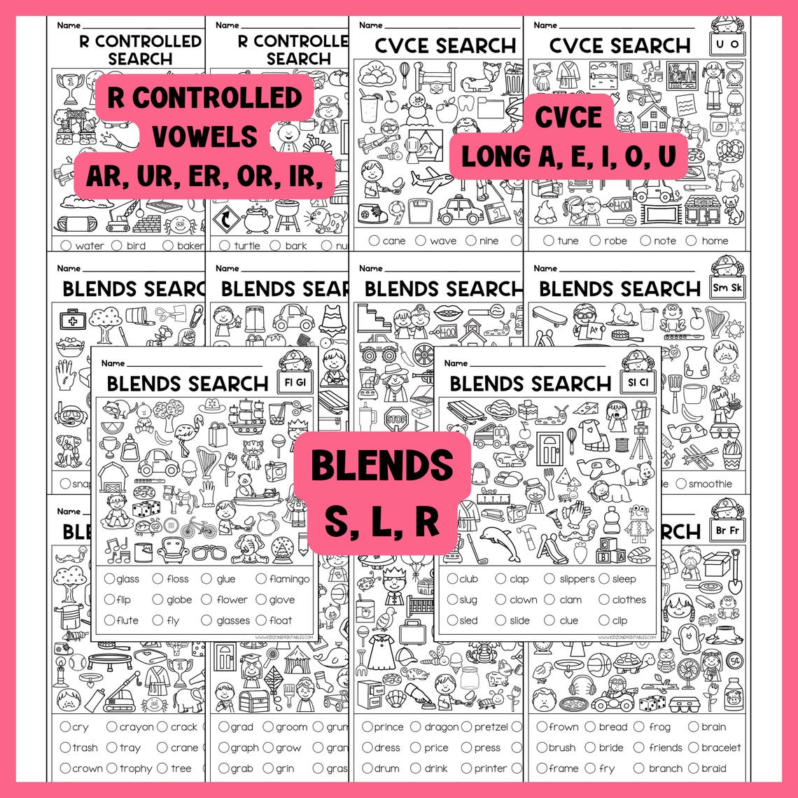 Phonics Worksheets - Printable - Ispy - Search - Cvc - Diagraphs ...