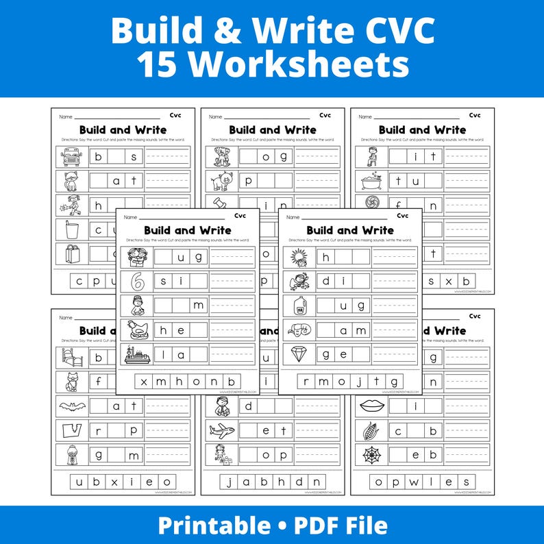 Cvc Word Worksheets - Printable - Kindergarten - Homeschool - Teacher ...