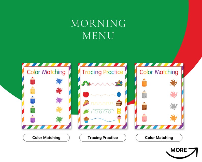 Morning Menu - Preschool - Printable - Kindergarten - Instant Download ...
