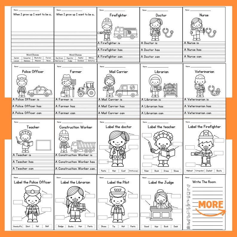 Community Helpers - Worksheets - Printable - Activities - Homeschool ...