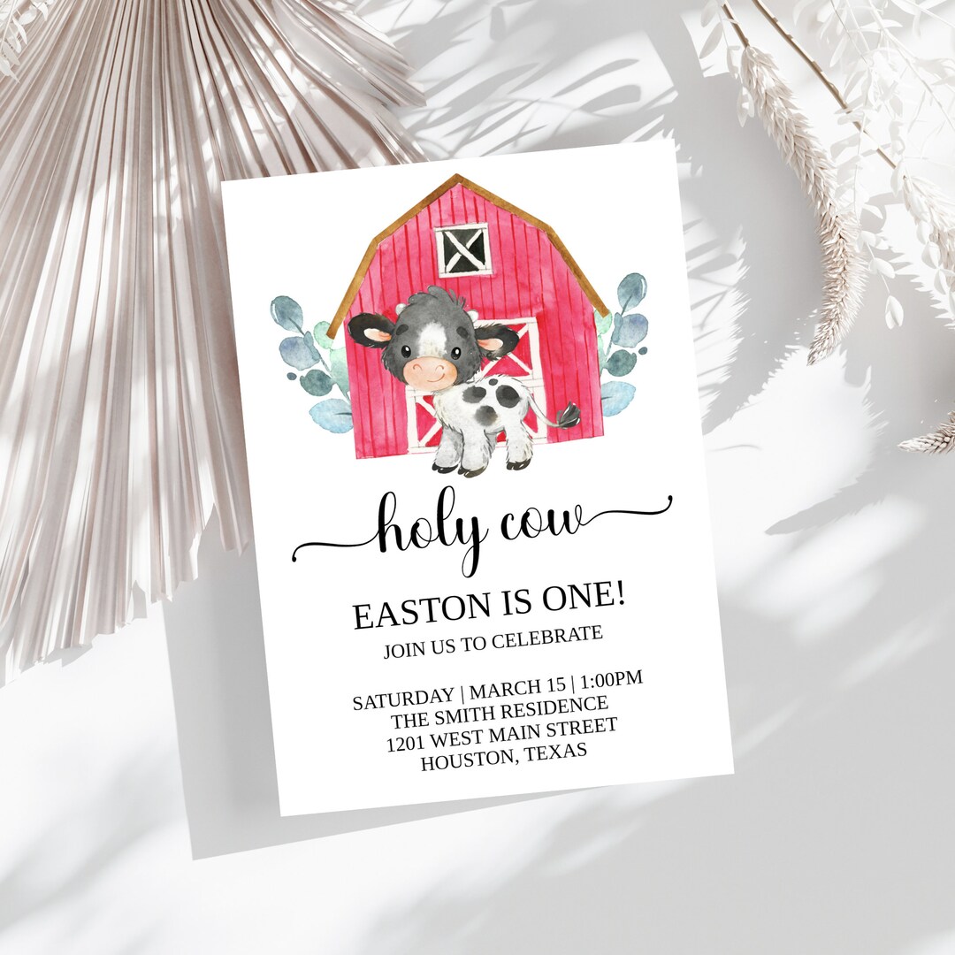 Holy Cow - Invitation - Birthday - Any Age - Editable - Printable ...