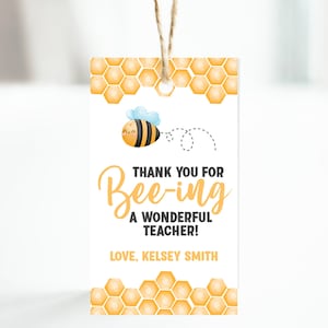 Bee Gift Tag - Editable - Printable - Appreciation Tag - Favor Tag - Etsy