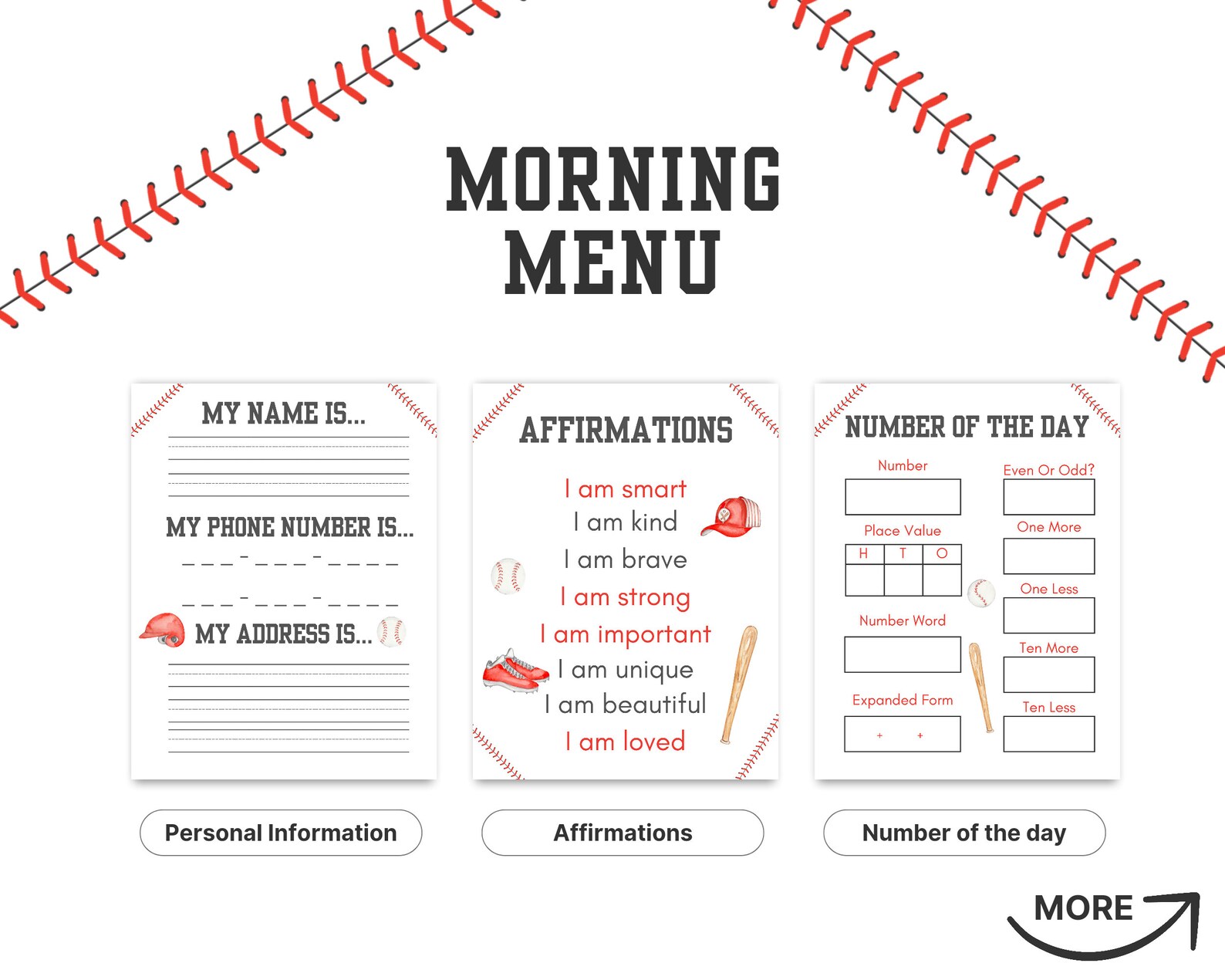 Elementary Morning Menu - Printable - Homeschool - First Grade - Second ...