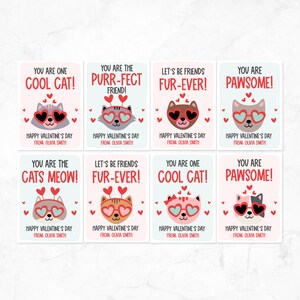 Printable Cat Valentines - Editable - Kitty Valentine Cards - Kids ...