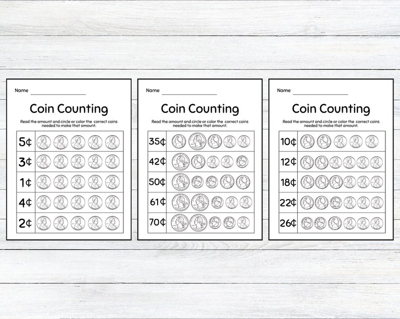 Coin Worksheets - Printable - Instant Download - Money Worksheets - Etsy