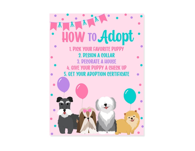 Puppy Party Signs Printable Instant Download Adopt a - Etsy