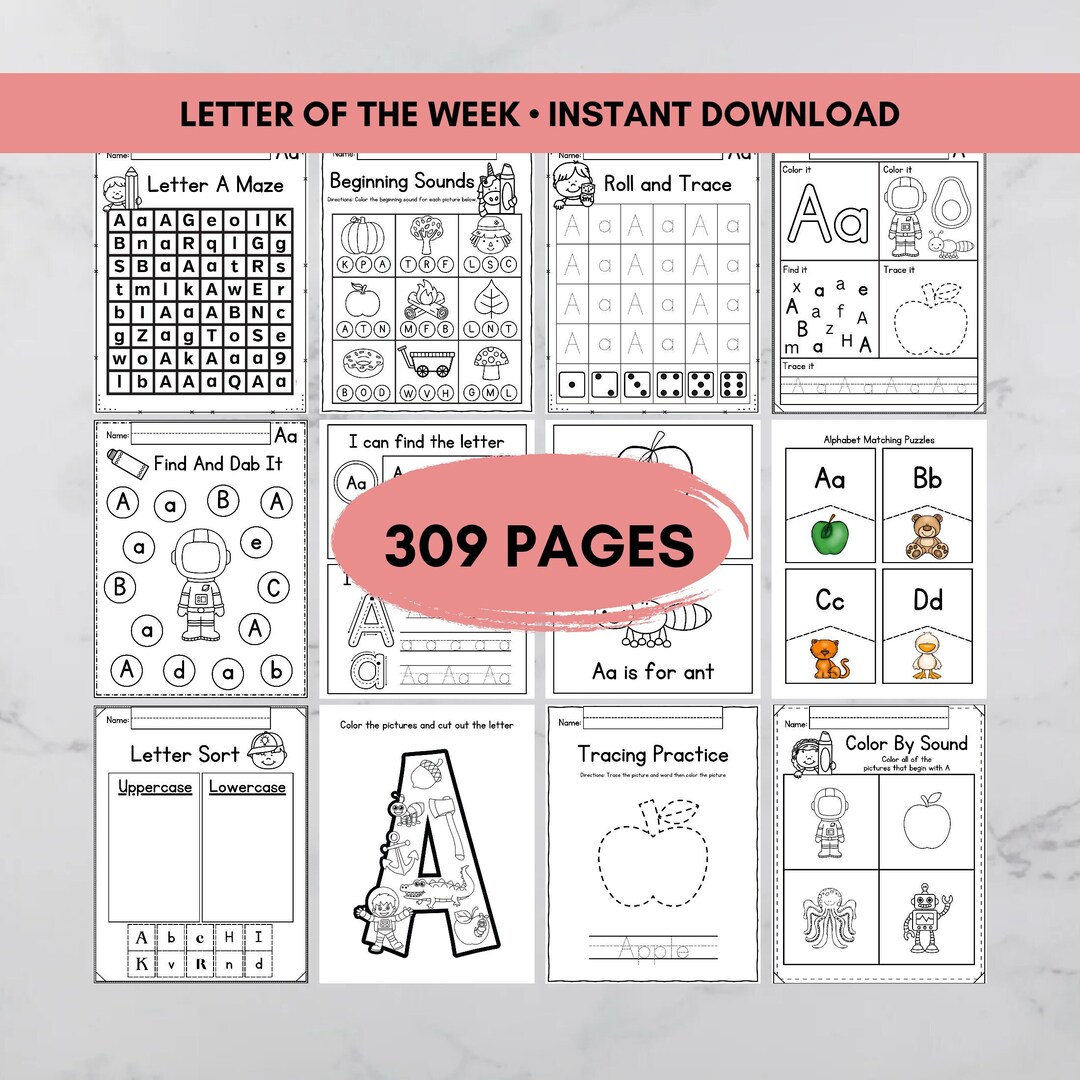 Letter of the Week Printable Worksheets Alphabet Instant Download ...
