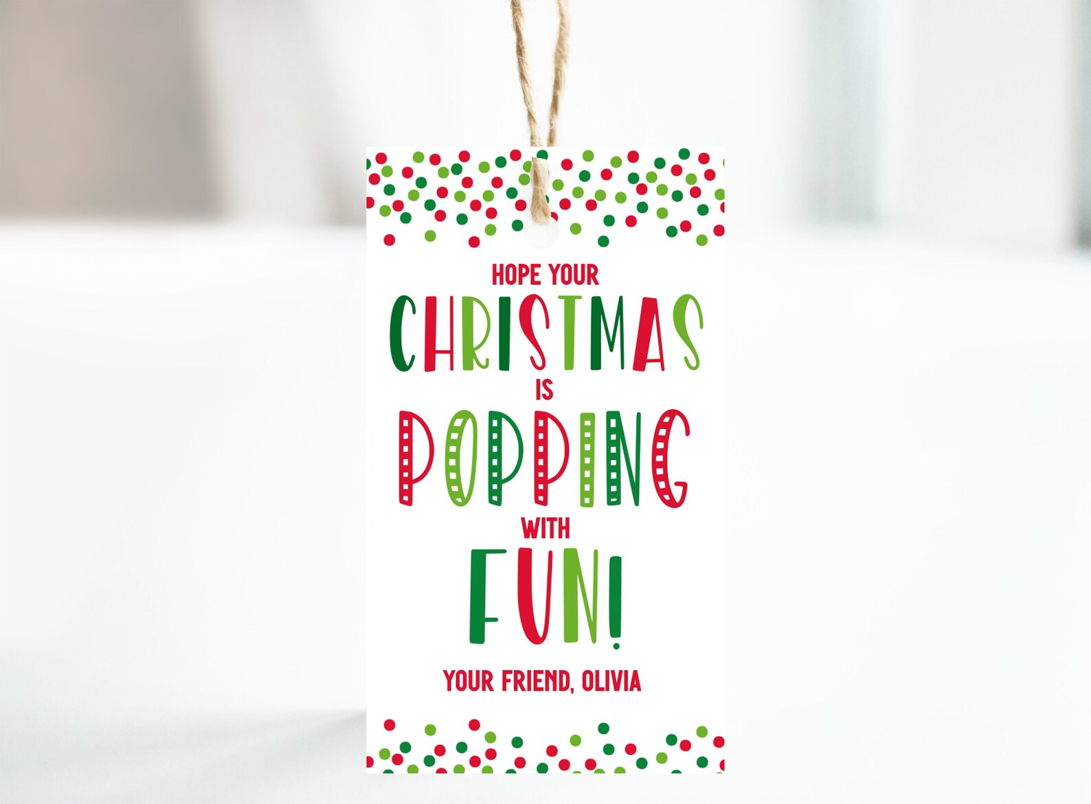 Popping Christmas Tag Editable Printable Digital - Etsy