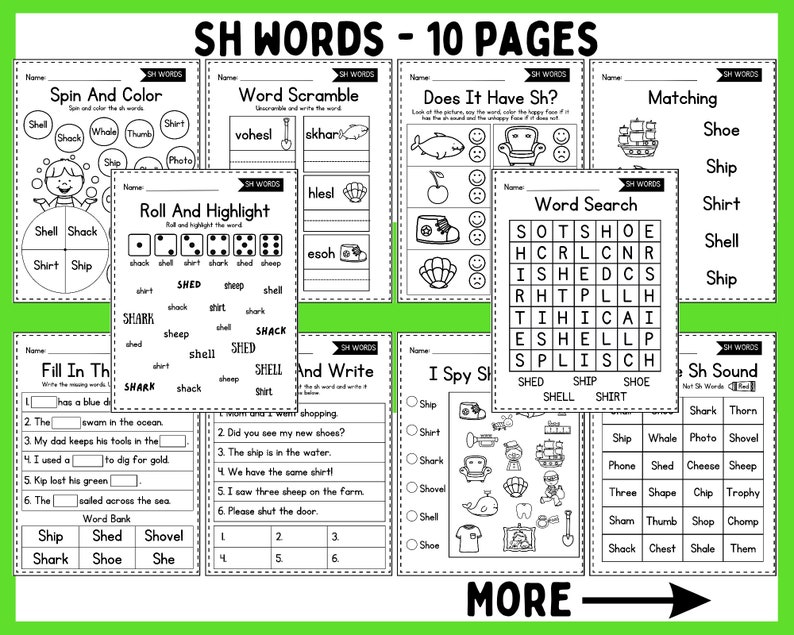 Printable Worksheets - Diagraphs - Beginning Sounds - First Grade ...