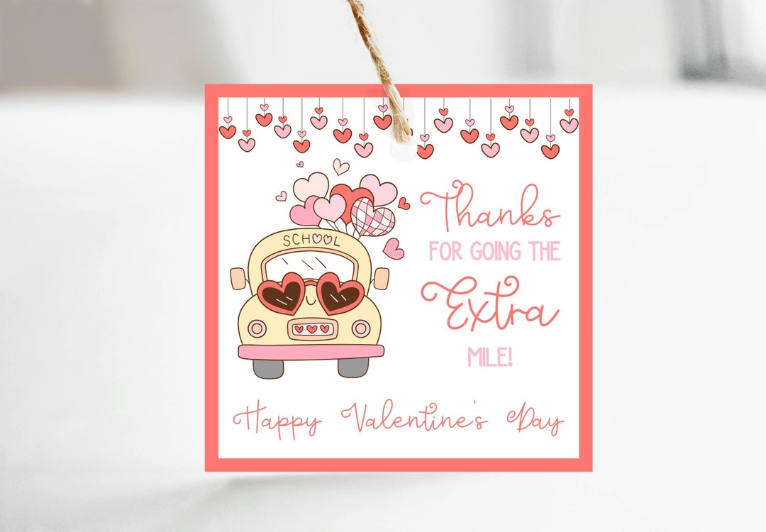 Bus Driver Valentine Tags - Printable - School Valentines - Instant ...