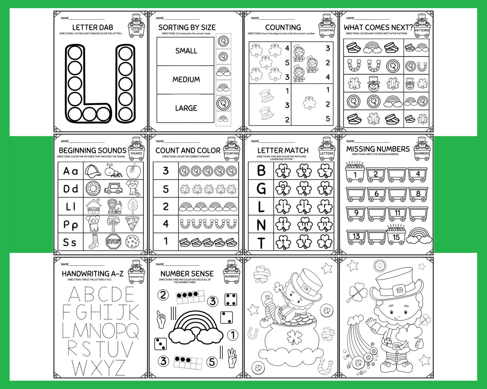 Preschool Pack - Printable - March - Math - Letters - Instant Download ...