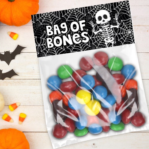 Printable Skeleton Bones Halloween Treat Bag Toppers Bag of - Etsy
