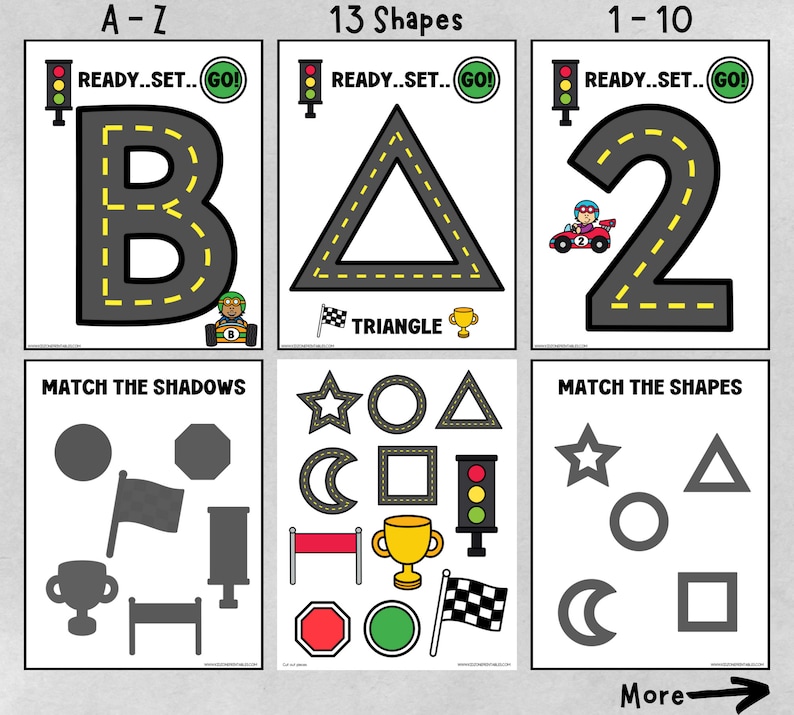 Preschool Activities - Race Car - Printable - Letters - Counting ...