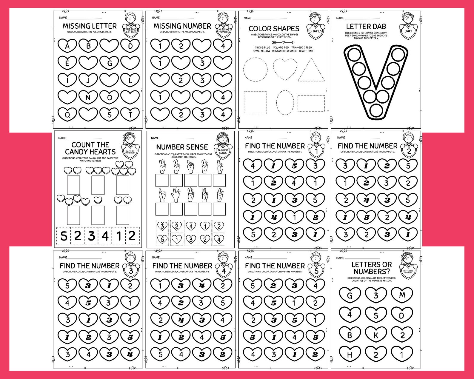 Preschool Pack - Printable - February - Math - Letters - Instant ...