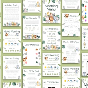 Preschool Morning Menu - Printable - Alphabet - Numbers - Affirmations ...