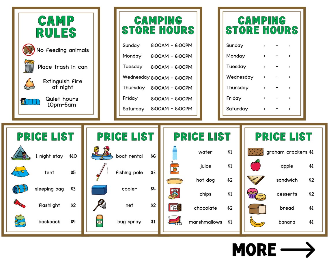 Dramatic Play - Printables - Camping - Pretend Play - Instant Download ...
