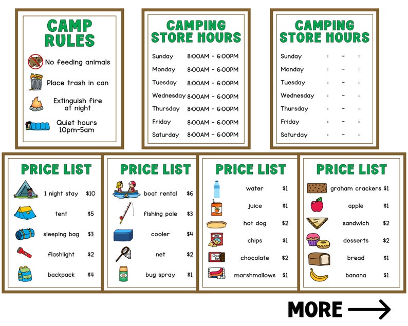 Dramatic Play - Printables - Camping - Pretend Play - Instant Download ...