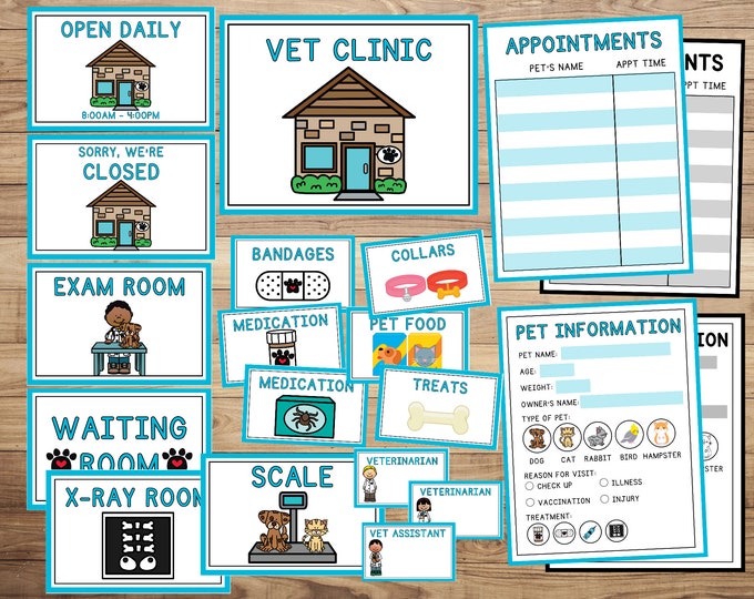 Veterinarian Pretend Play Digital File, Preschool Printables, Dress Up ...