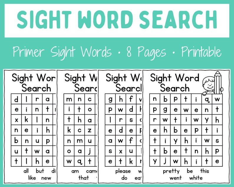 Word Search Sight Words Worksheet Printable Instant - Etsy