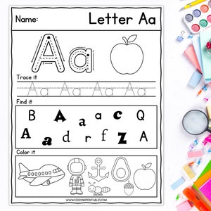 Alphabet Worksheets - Printable - Instant Download - Prek ...
