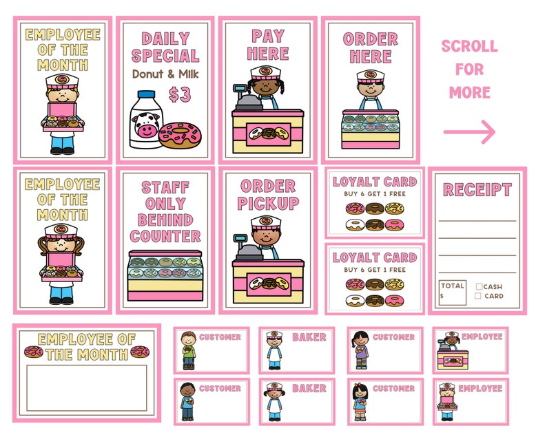 Dramatic Play - Printables - Donut Shop - Pretend Play - Instant ...