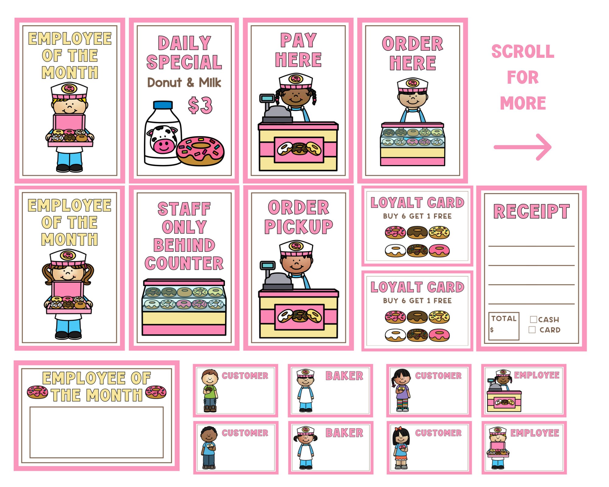 Dramatic Play - Printables - Donut Shop - Pretend Play - Instant ...