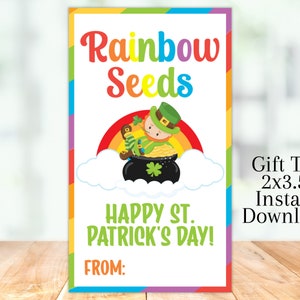 Rainbow Seeds Gift Tag - Printable - Instant Download - St Patrick's ...