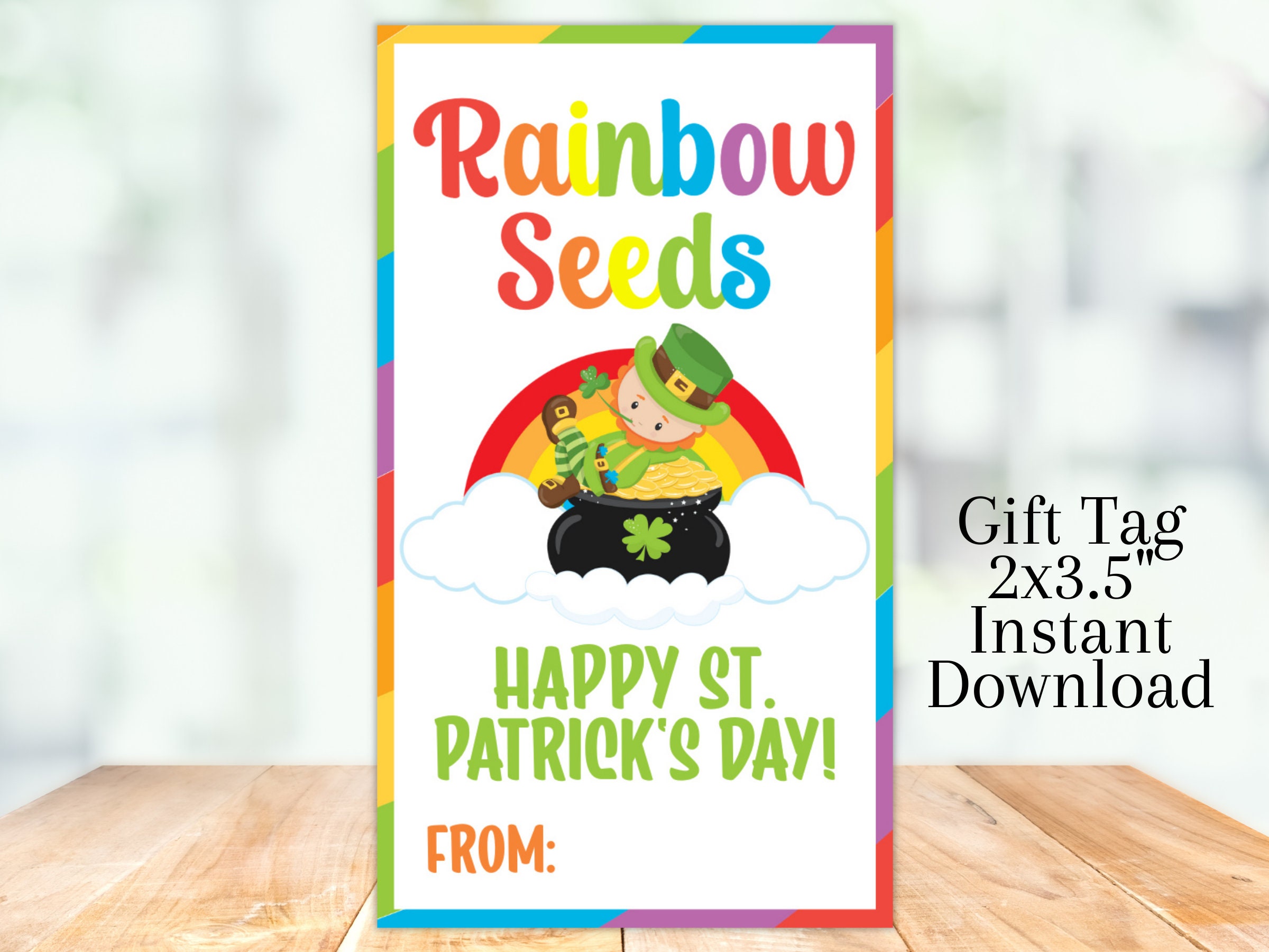 Rainbow Seeds Gift Tag - Printable - Instant Download - St Patrick's ...