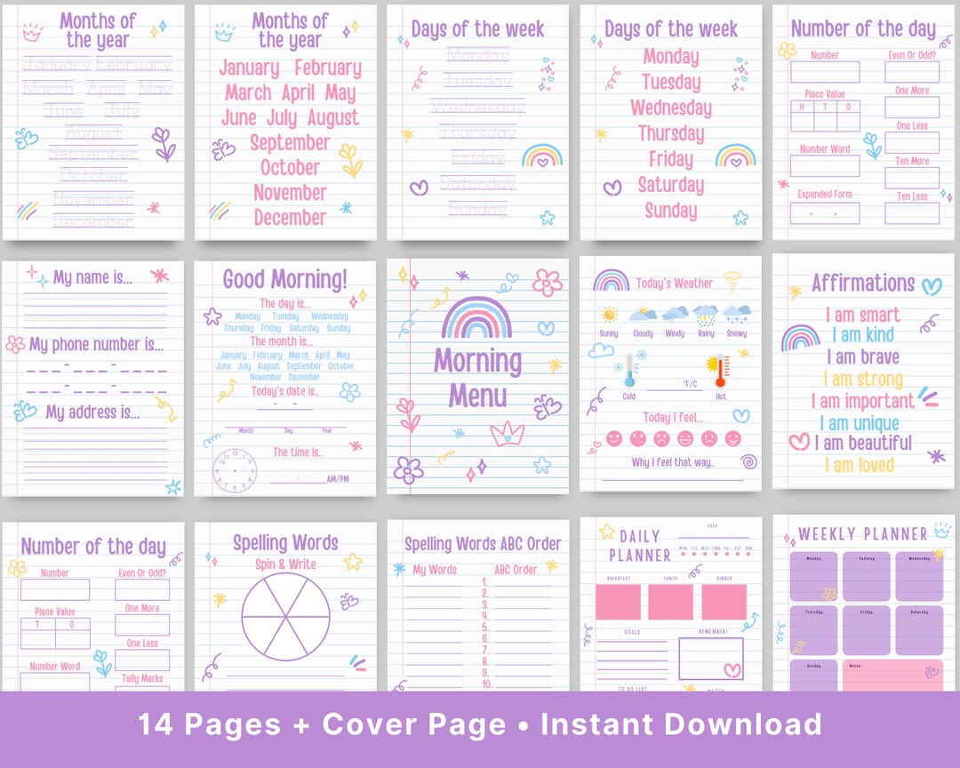 Elementary Morning Menu - Printable - Homeschool - First Grade - Second ...