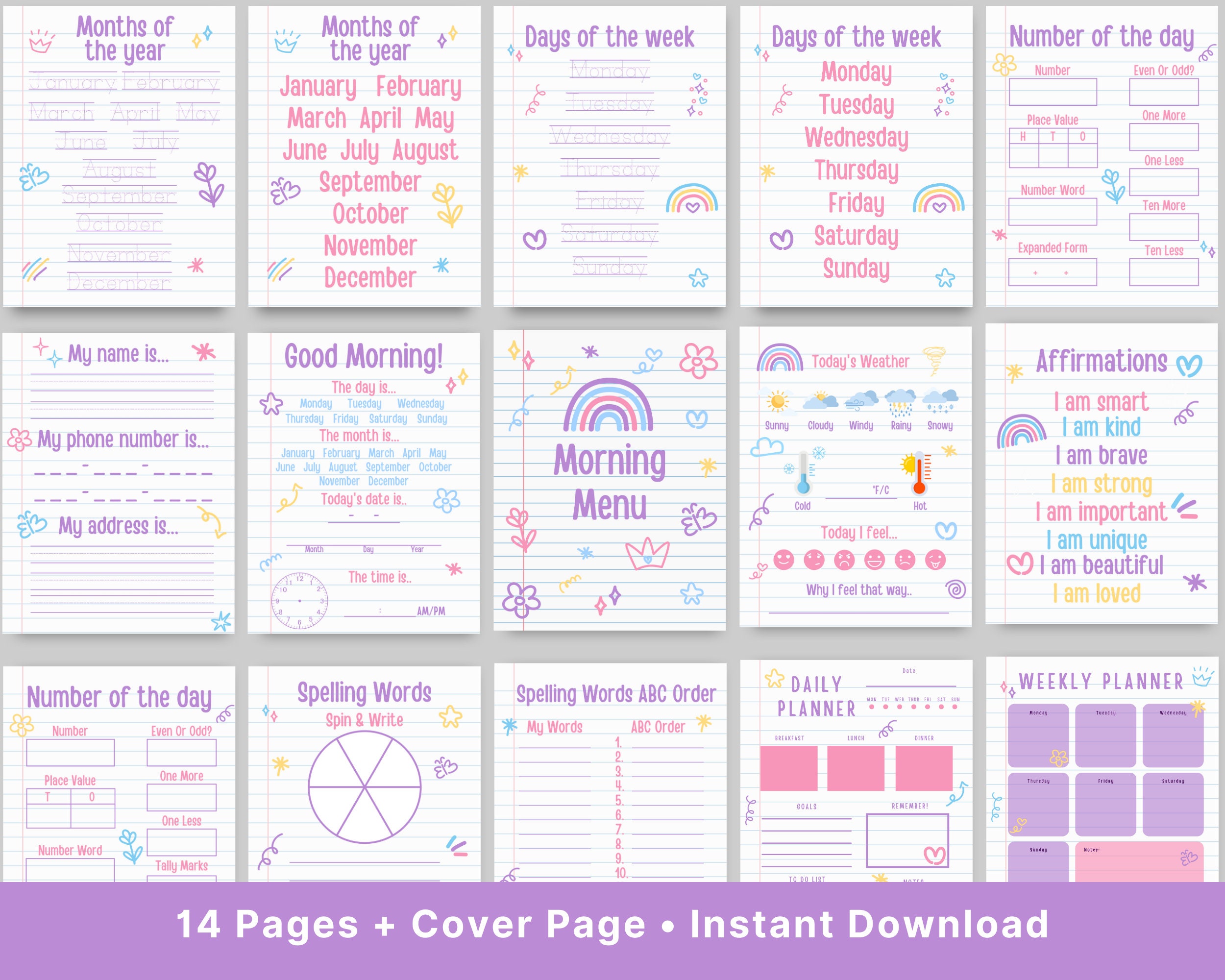 Elementary Morning Menu - Printable - Homeschool - First Grade - Second ...