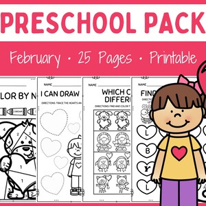 Preschool Pack - Printable - February - Math - Letters - Instant ...