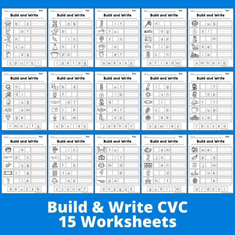Cvc Word Worksheets - Printable - Kindergarten - Homeschool - Teacher ...