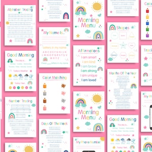 Preschool Morning Menu - Printable - Alphabet - Numbers - Affirmations ...