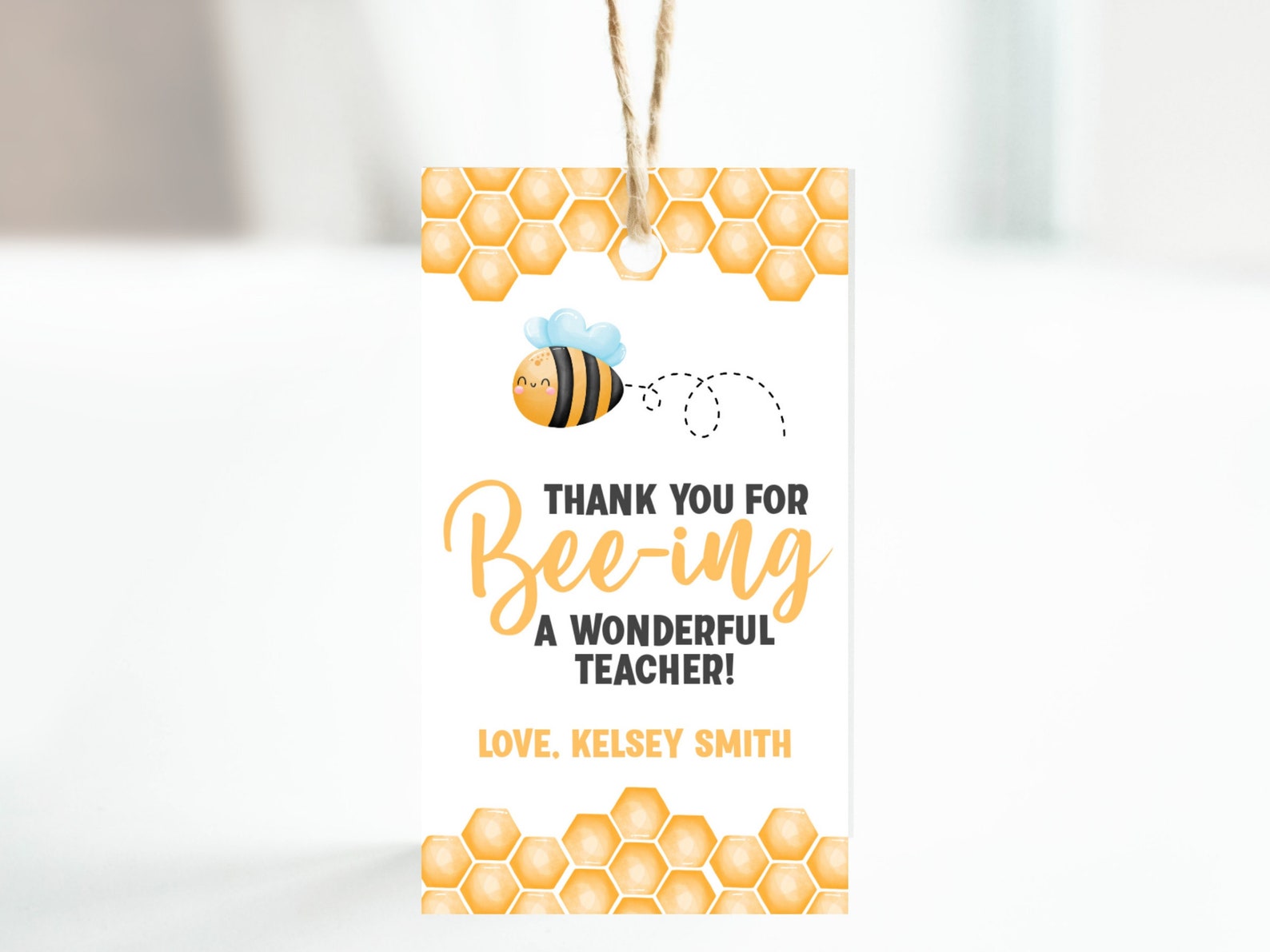 Bee Gift Tag Editable Printable Appreciation Tag Favor - Etsy