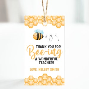 Bee Gift Tag - Editable - Printable - Appreciation Tag - Favor Tag - Etsy