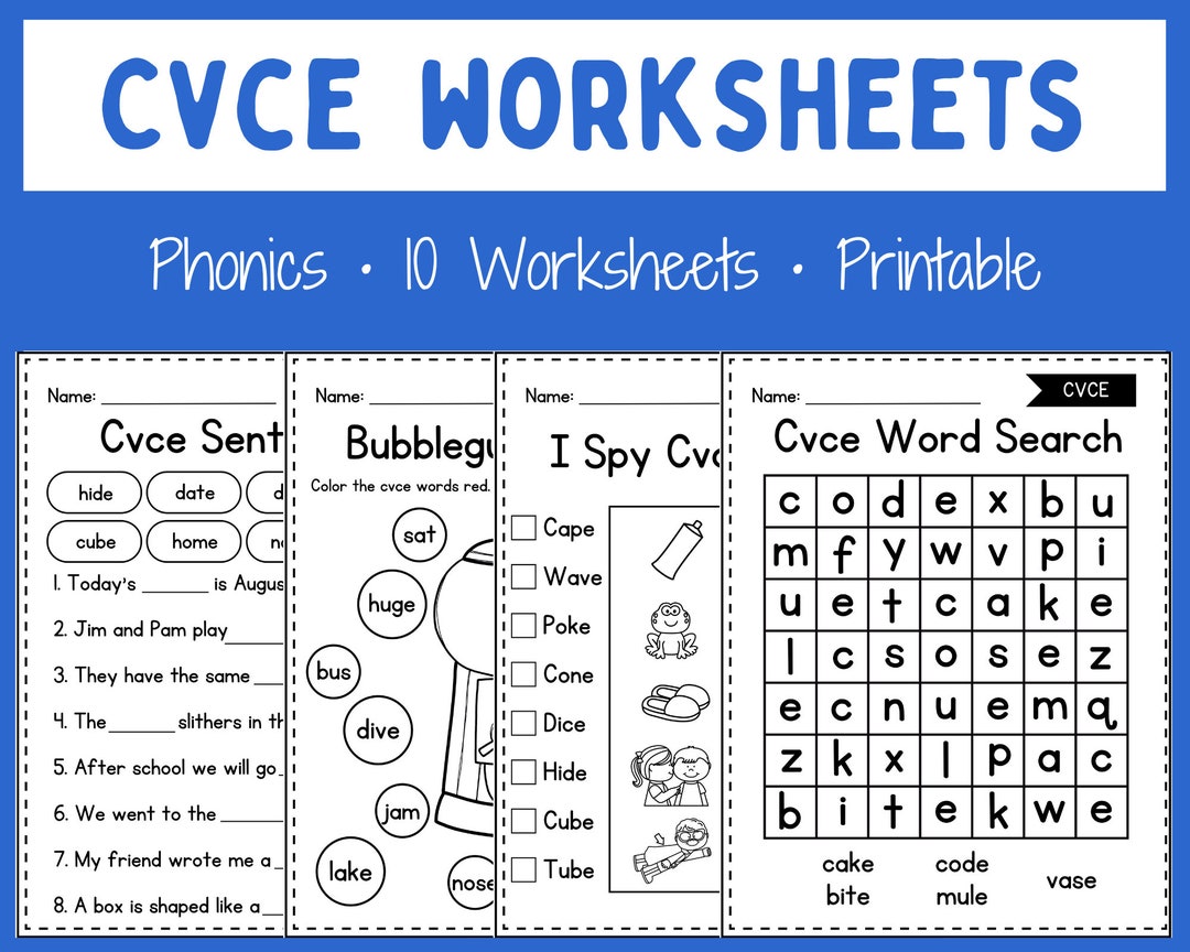 Cvce Worksheets - Printable - Homeschool - Teacher Resources - Instant ...
