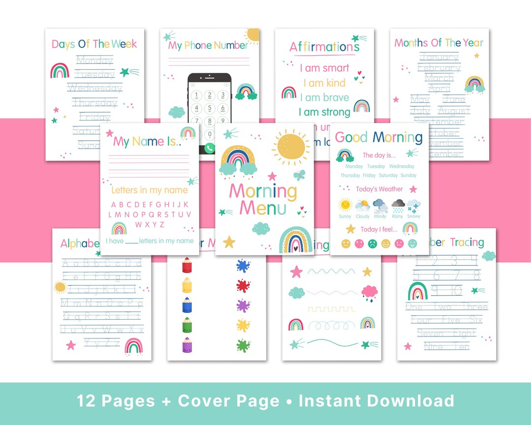 Preschool Morning Menu - Printable - Alphabet - Numbers - Affirmations ...