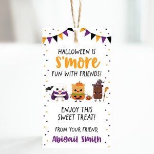 Halloween Tags Editable Gift Tags Printable Favor Tags S'more Gift Tags ...