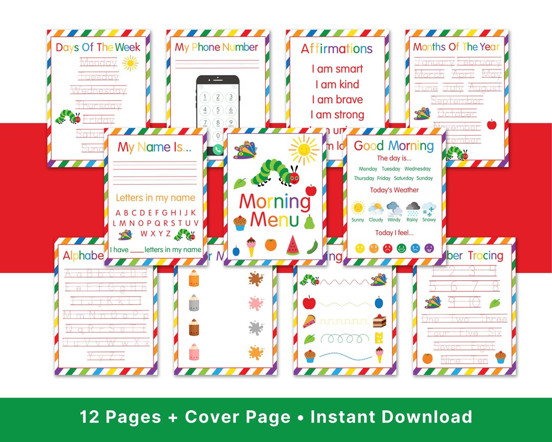 Morning Menu - Preschool - Printable - Kindergarten - Instant Download ...