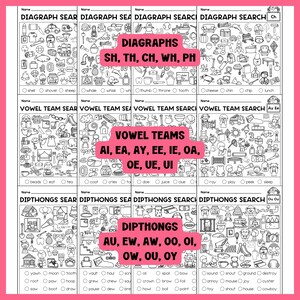 Phonics Worksheets - Printable - Ispy - Search - Cvc - Diagraphs ...