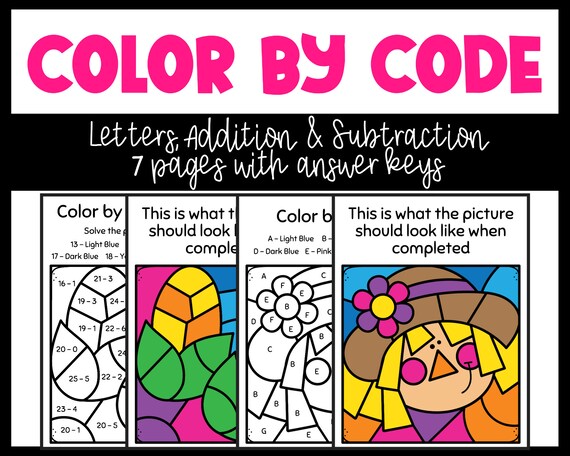 Color by Code Printable Fall Theme Instant Download - Etsy
