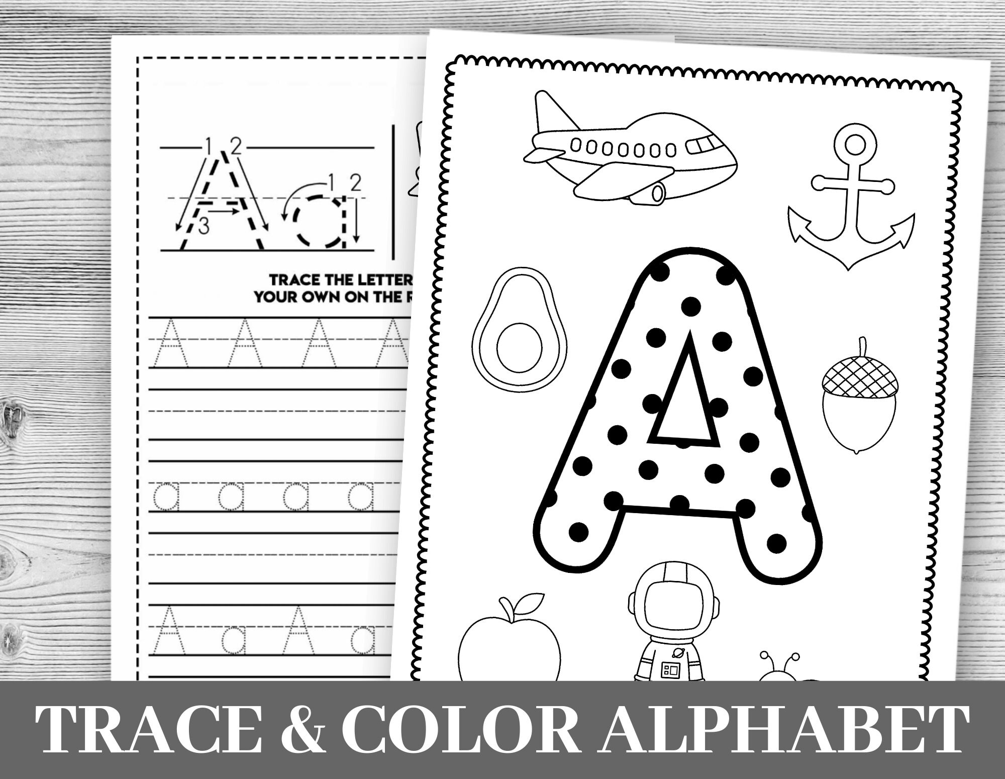 Alphabet Worksheets Printable Tracing Coloring | Etsy UK
