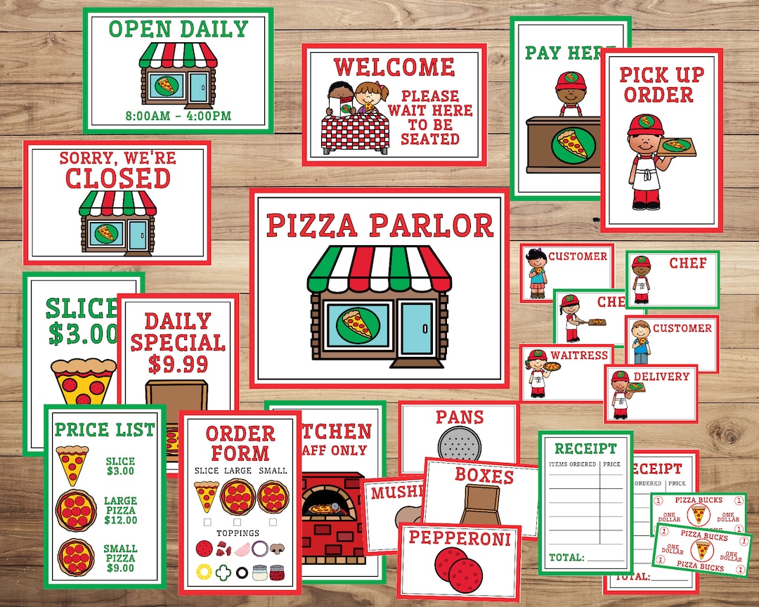 Dramatic Play - Printables - Pizza Parlor - Pretend Play - Instant ...