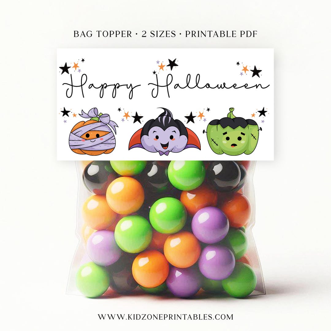 Halloween Bag Topper - Printable - Cute Halloween Treat Bag Topper ...