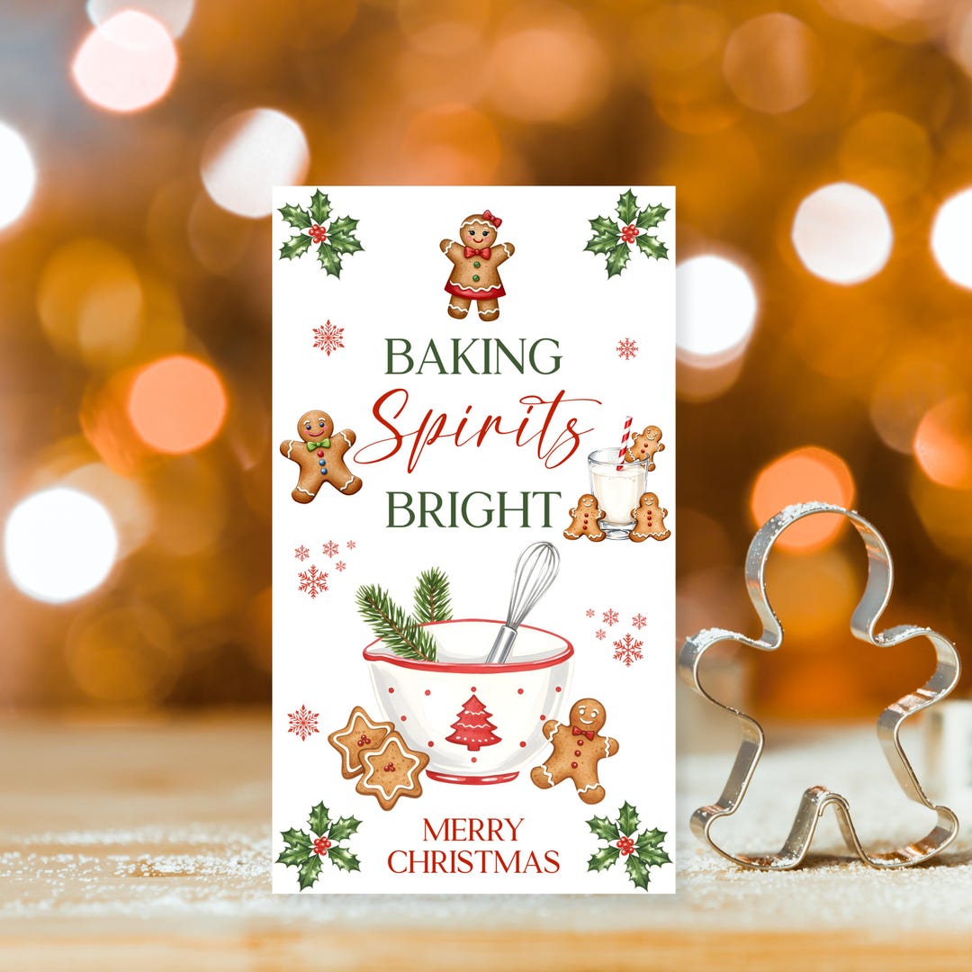 Baking Spirits Bright Tag - Printable - Christmas Gift Tag - Instant ...