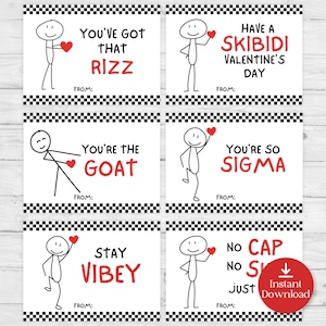 Boy's Valentine Cards - Printable - Slang - Funny Valentine Card ...