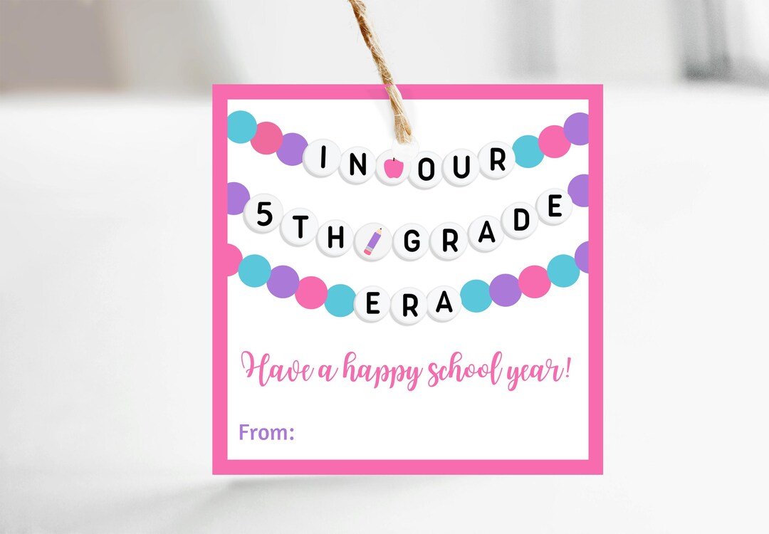 Fifth Grade Era Tag Printable Back to School Instant Download Favor Tag ...