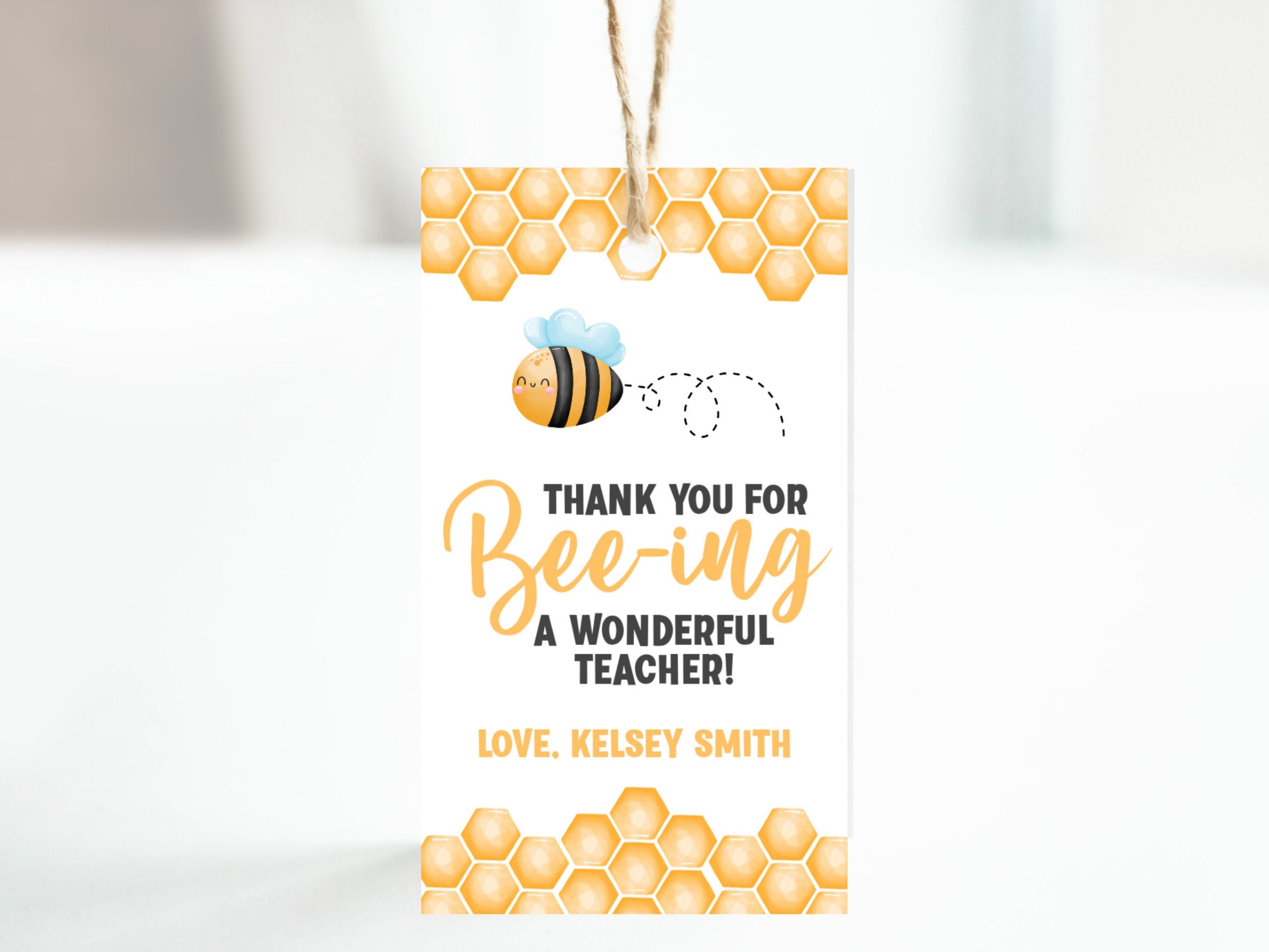 Bee Gift Tag Editable Printable Appreciation Tag Favor - Etsy
