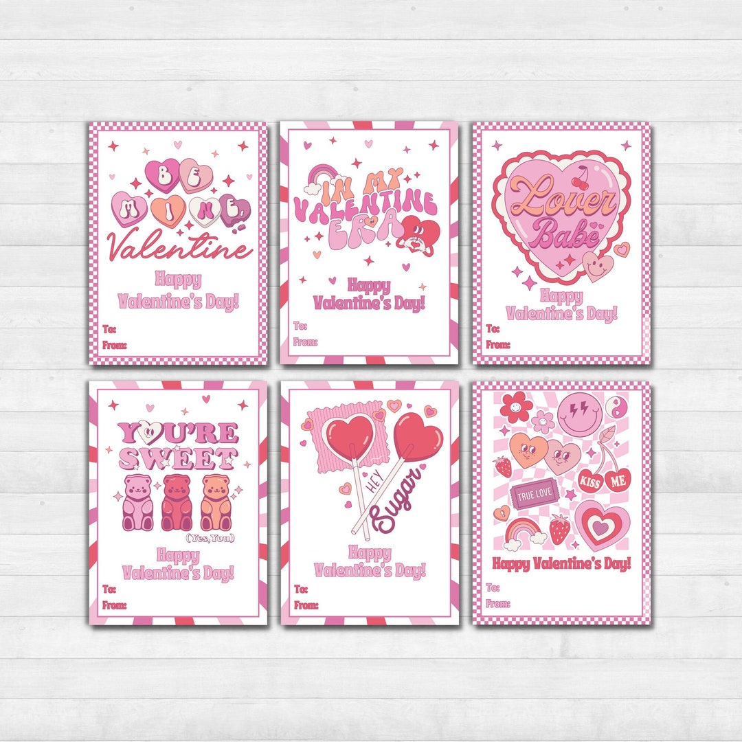 Printable Valentines Retro Instant Download School Valentines Groovy ...