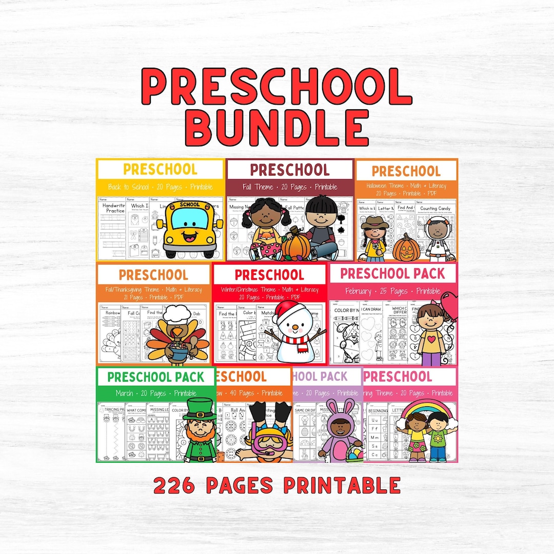 Worksheet Bundle - Printable - Preschool - Instant Download - No Prep ...
